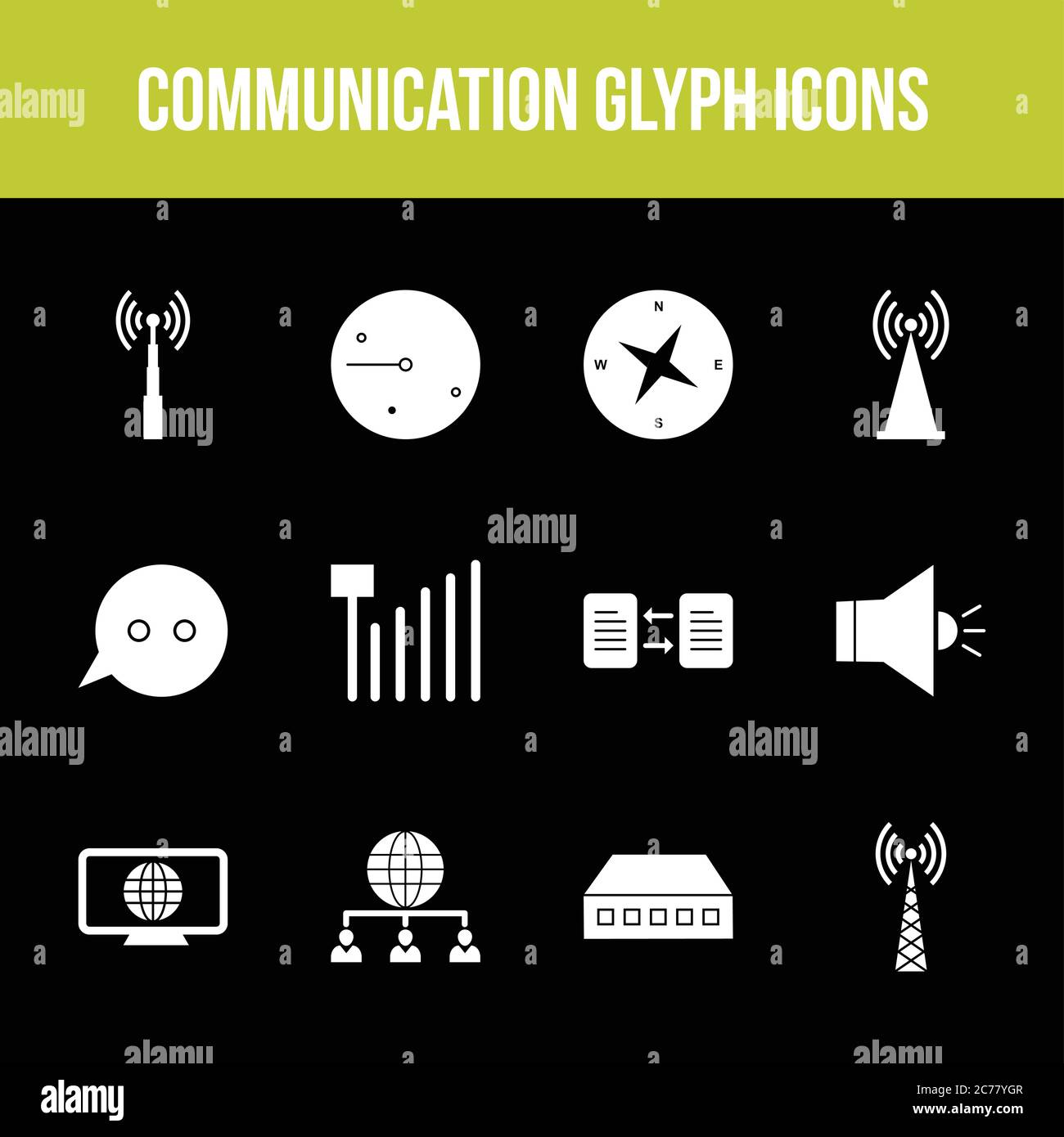 Unique communication vector glyph icon set Stock Vector Image & Art - Alamy