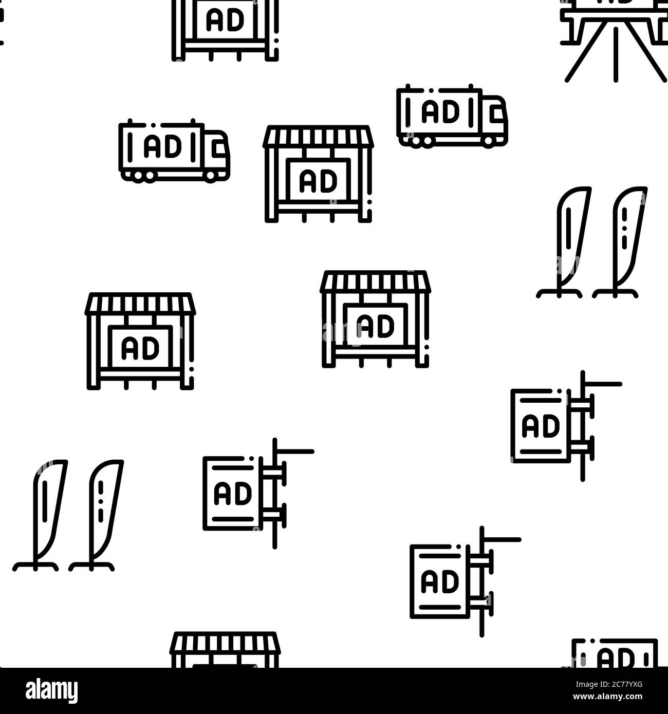 Outdoor Media Advertising Promo Icons Set Vector Stock Vector Image ...