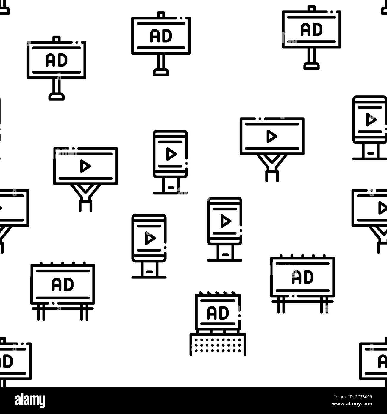 Outdoor Media Advertising Promo Icons Set Vector Stock Vector Image ...