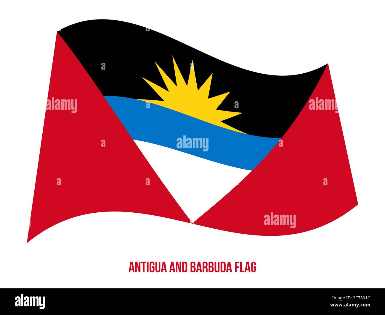 Antigua and Barbuda Flag Waving Vector Illustration on White Background ...
