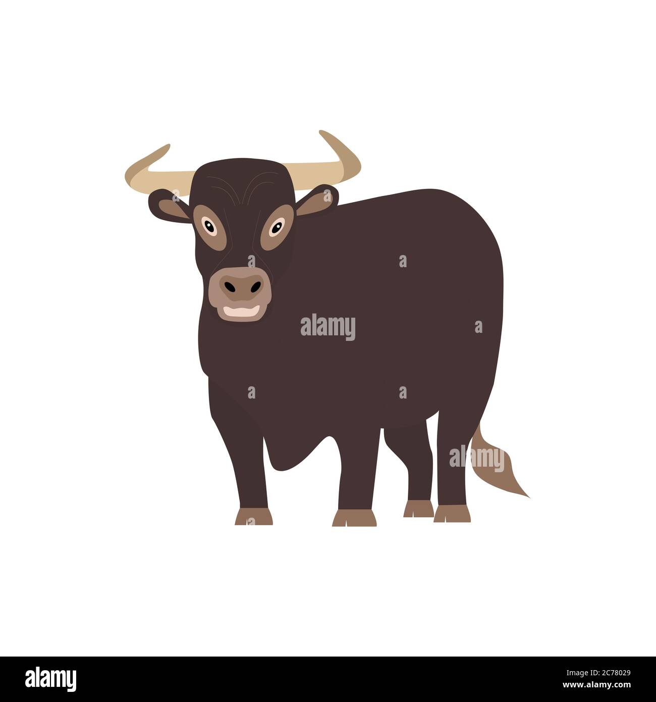 Cartoon cute bull. Vector illustration of funny happy animal Stock ...