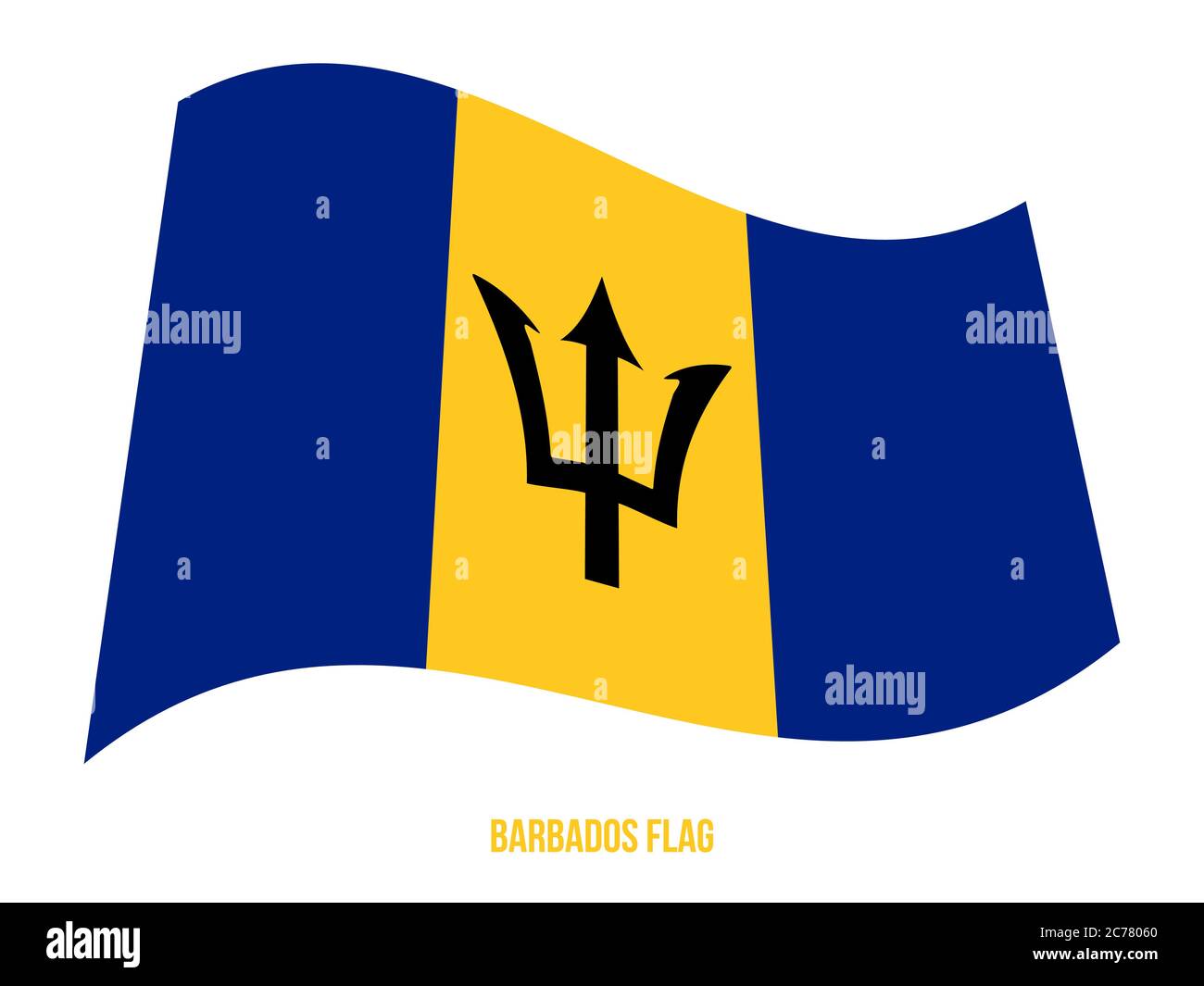 Barbados Flag Waving Vector Illustration on White Background. Barbados ...