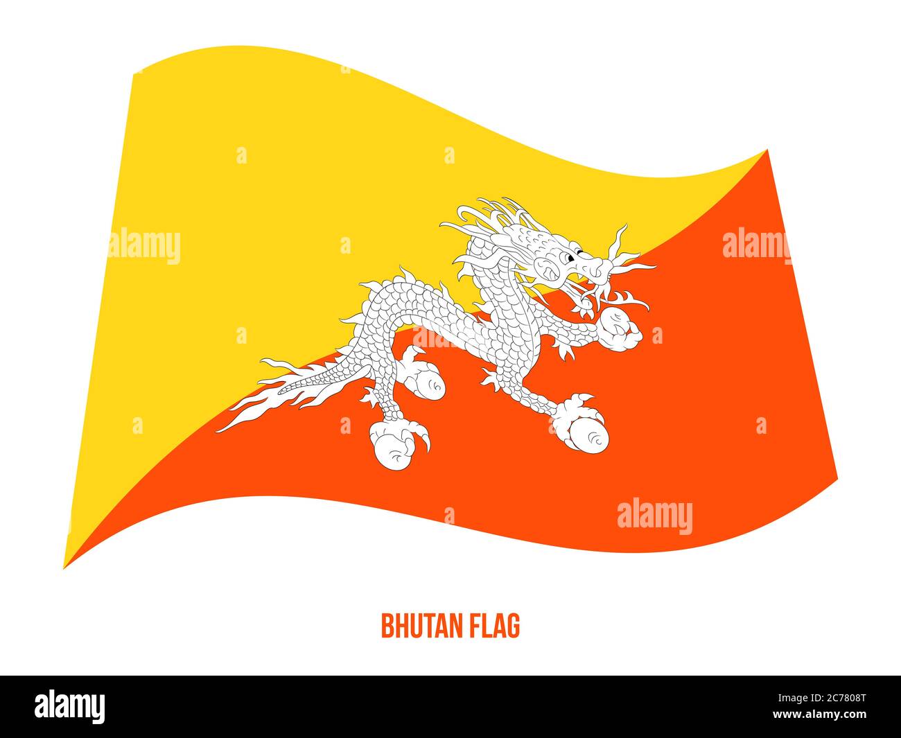 Bhutan Flag Waving Vector Illustration on White Background. Bhutan ...