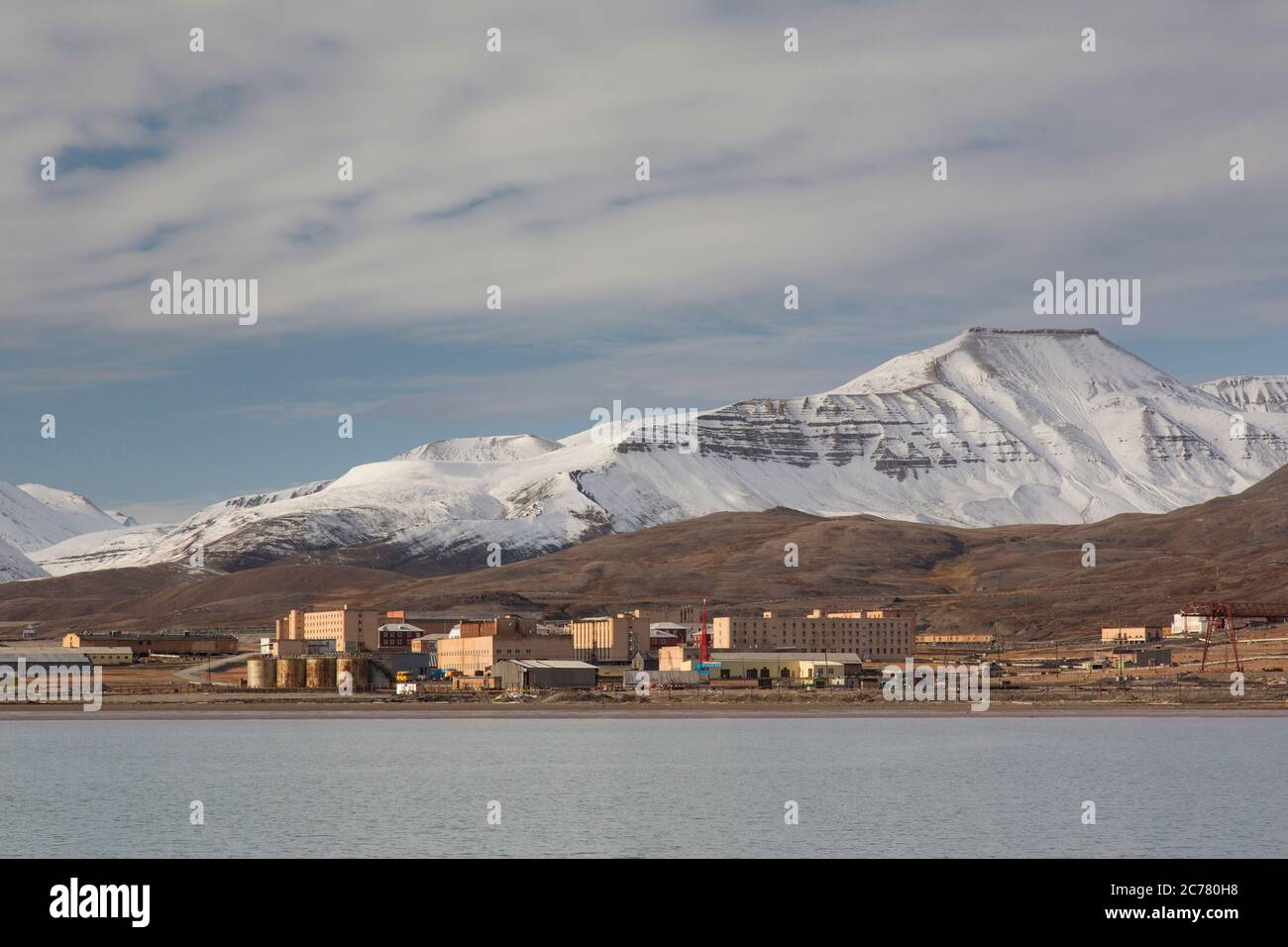 View of the abandoned Russian town of Pyramiden. Svalbard, Norway Stock ...