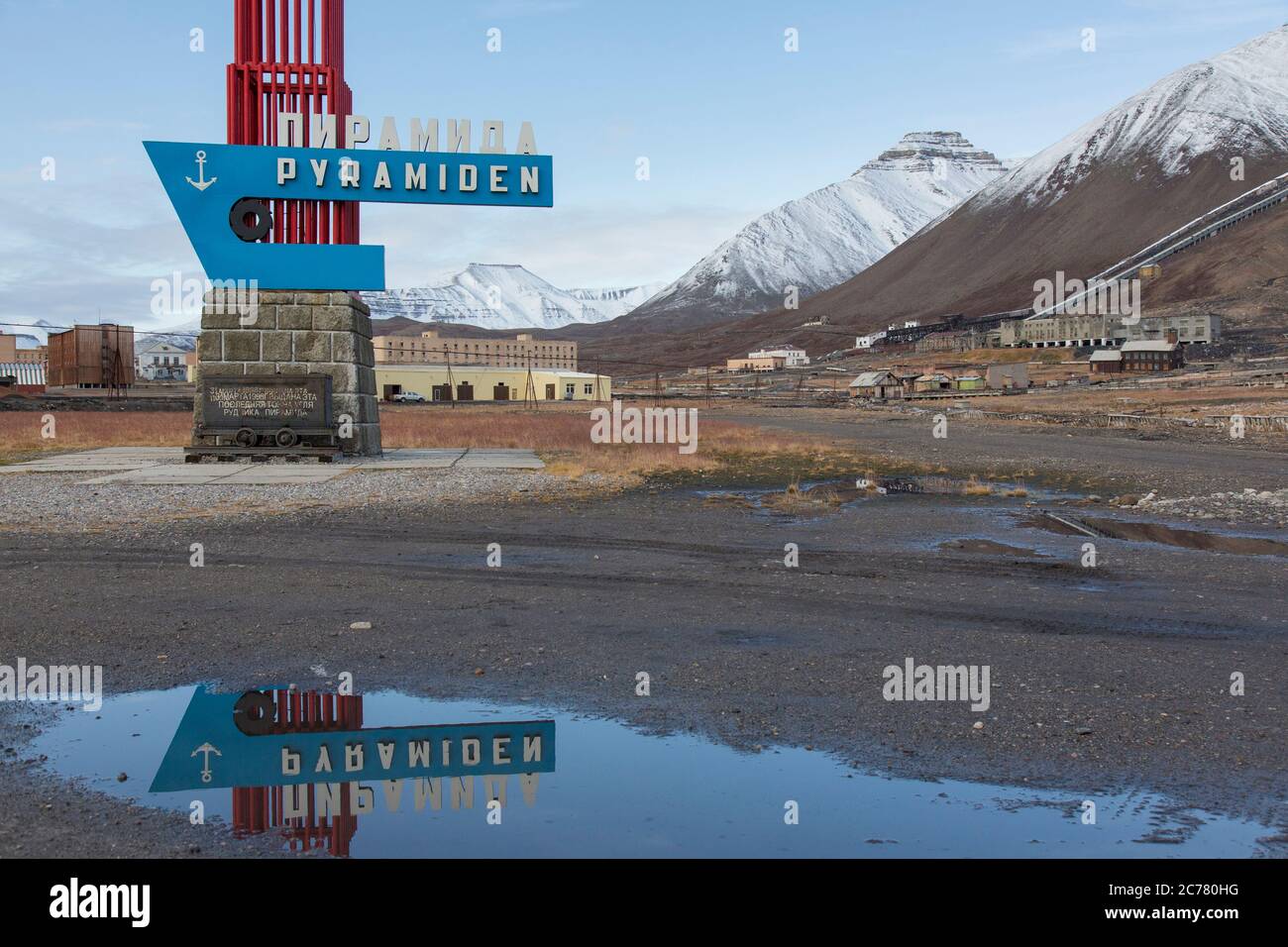 View of the abandoned Russian town of Pyramiden. Svalbard, Norway Stock ...