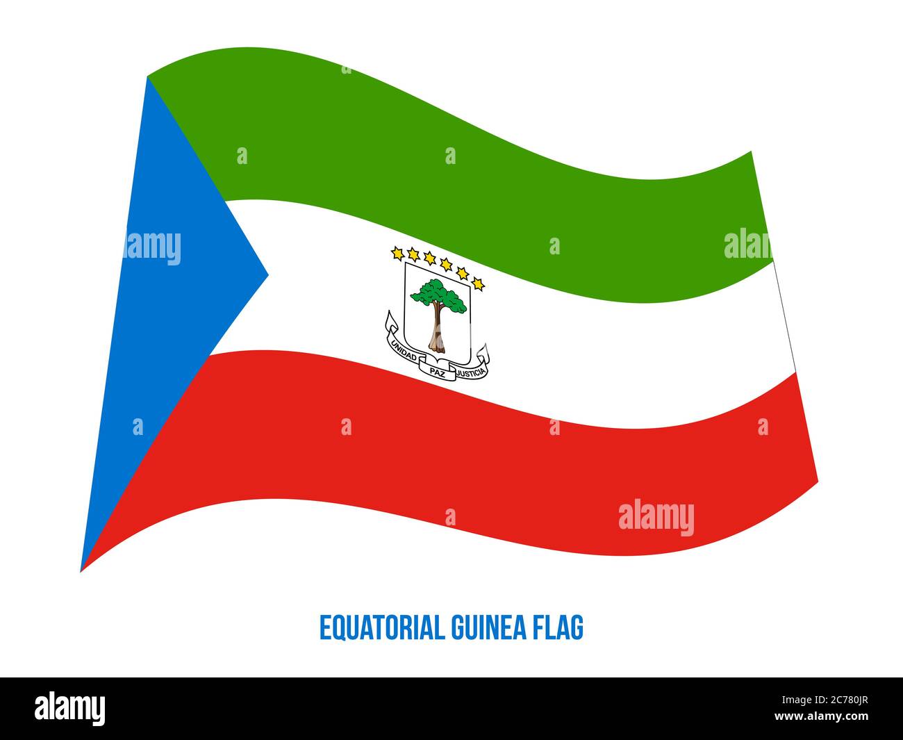 Equatorial Guinea Flag Waving Vector Illustration on White Background. Equatorial Guinea ...