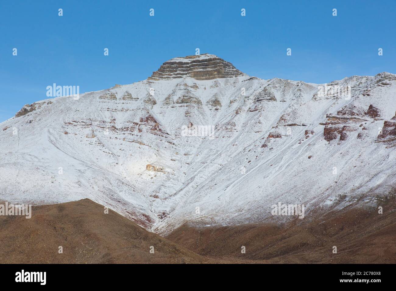 The snowy mountain Pyramiden, Billefjord, Spitsbergen, Norway Stock ...