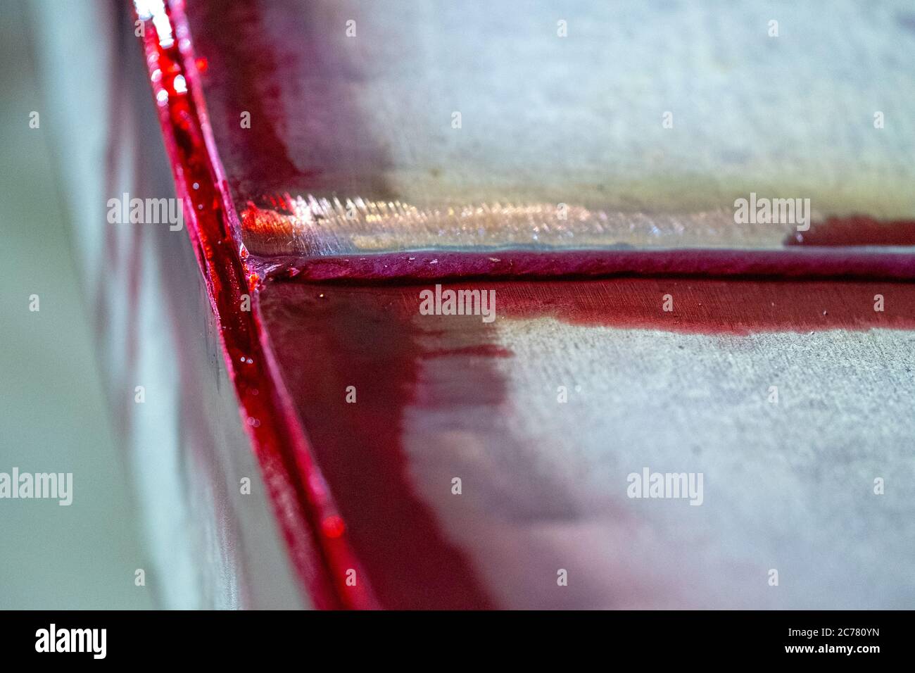 Detection of minor defects after the end of welding work Stock Photo ...