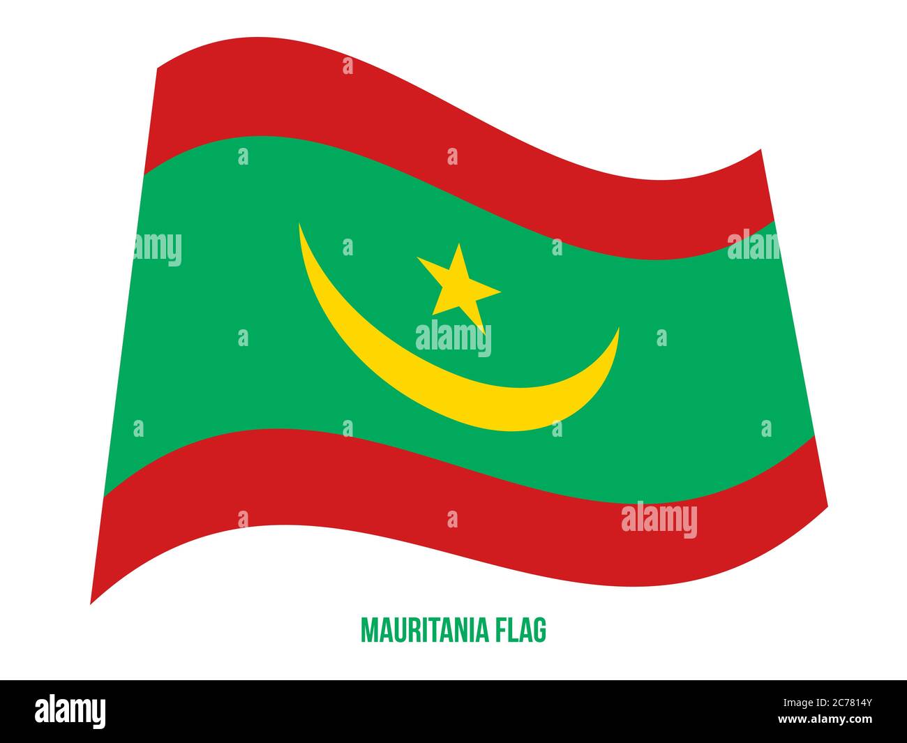 Mauritania Flag Waving Vector Illustration On White Background