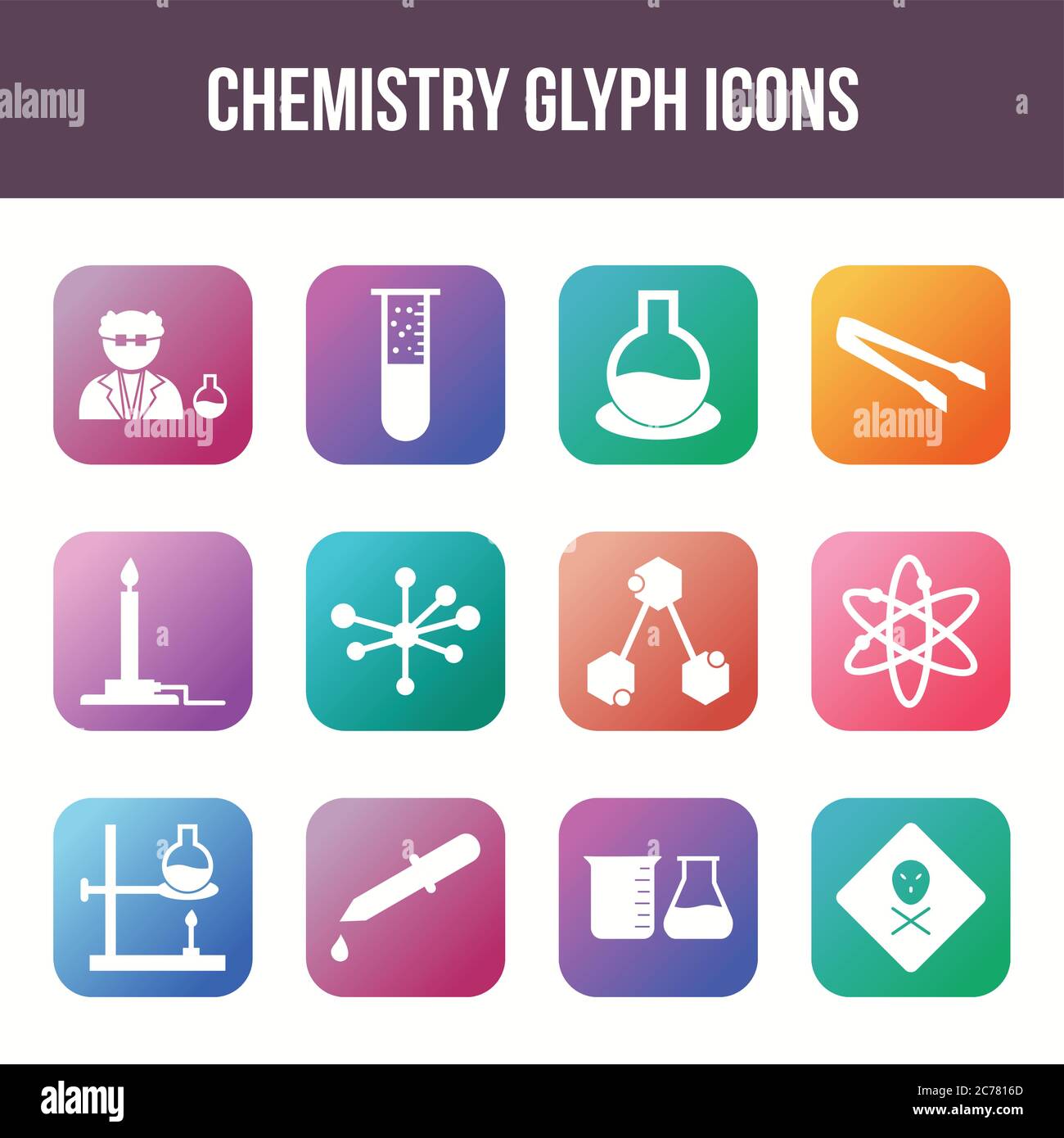Unique chemistry vector glyph icon set Stock Vector Image & Art - Alamy