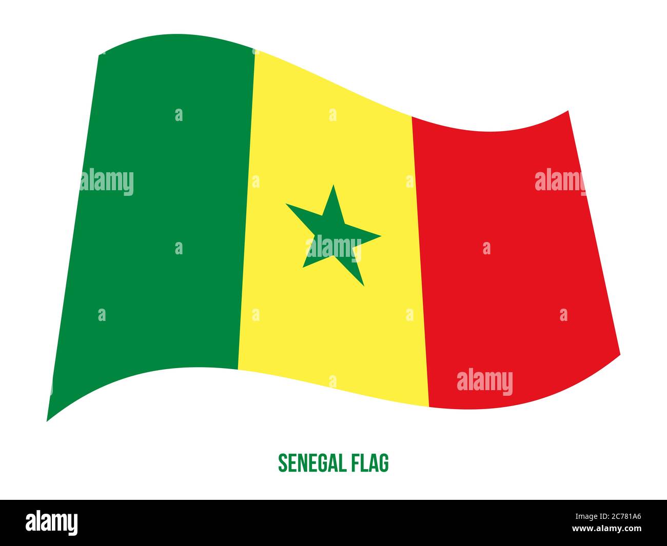 Senegal Flag Waving Vector Illustration on White Background. Senegal National Flag Stock Vector ...