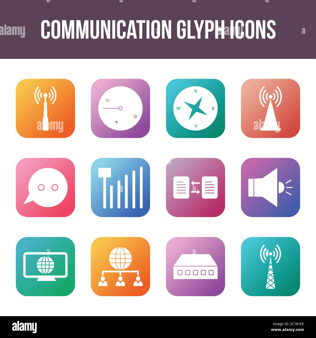 Unique communication vector glyph icon set Stock Vector Image & Art - Alamy