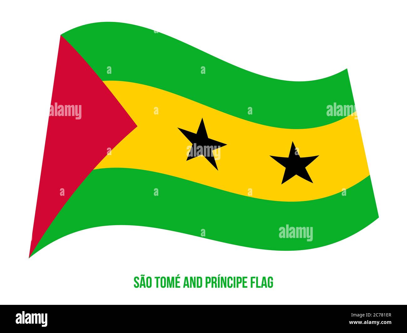 Sao Tome and Principe Flag Waving Vector Illustration on White ...