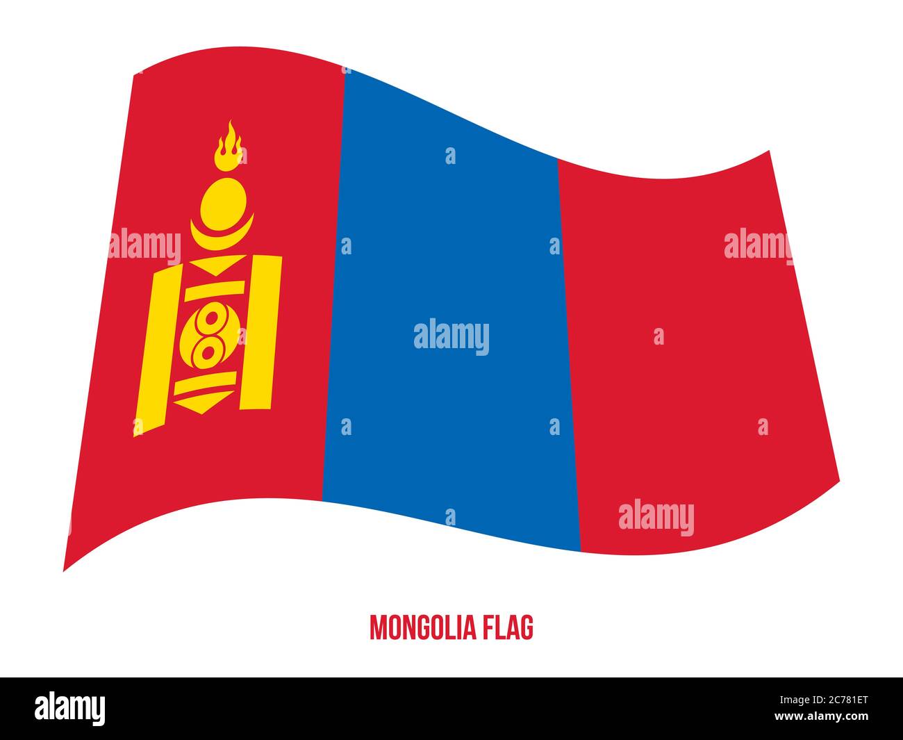 Mongolia Flag Waving Vector Illustration On White Background Mongolia