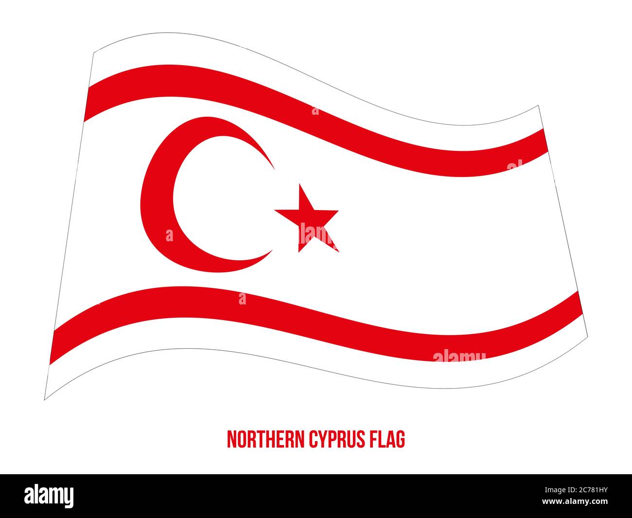 Northern Cyprus Flag Waving Vector Illustration on White Background ...