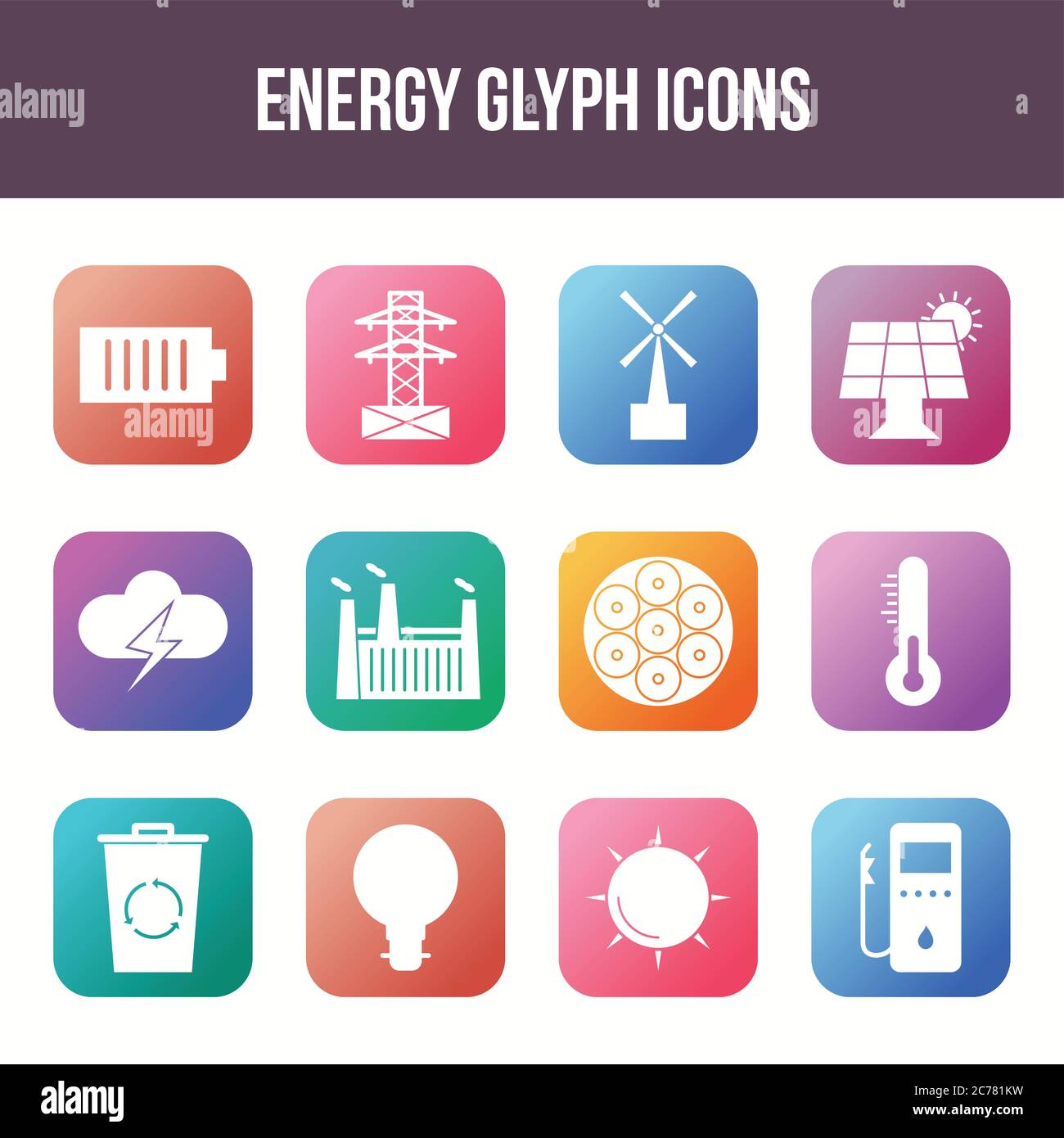 Unique energy vector glyph icon set Stock Vector Image & Art - Alamy