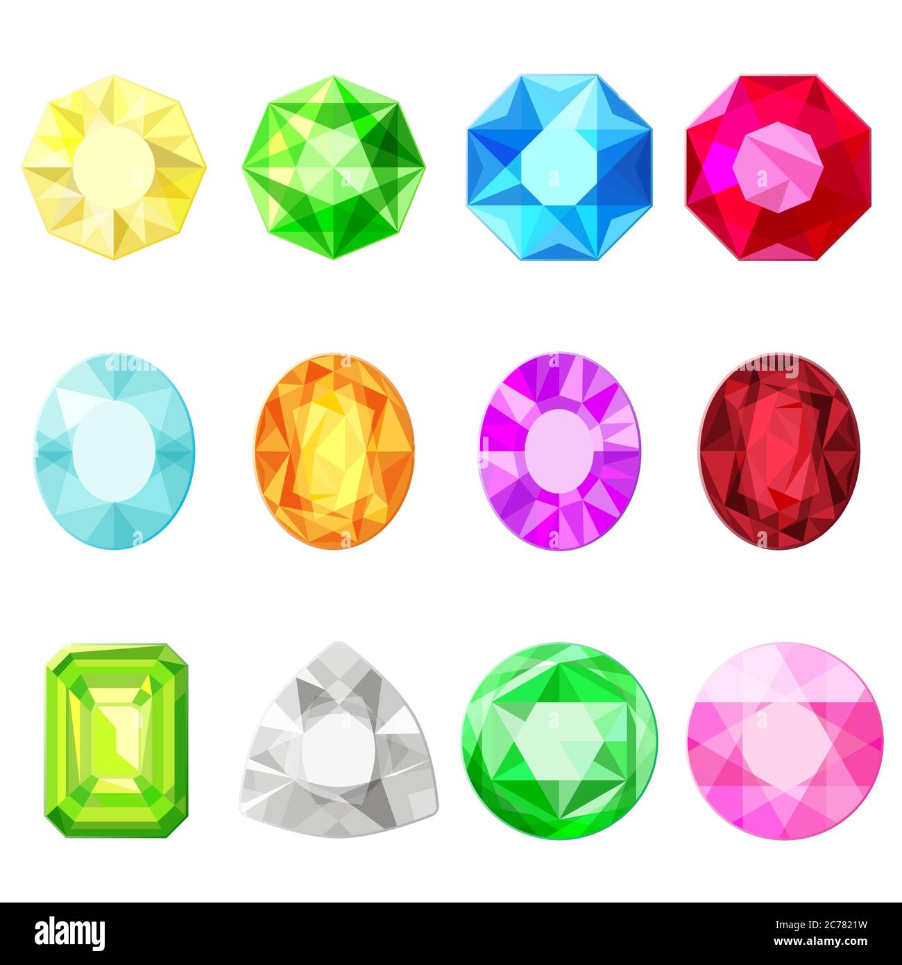 Vector jewels diamonds gem stickers set isolated Stock Vector Image ...