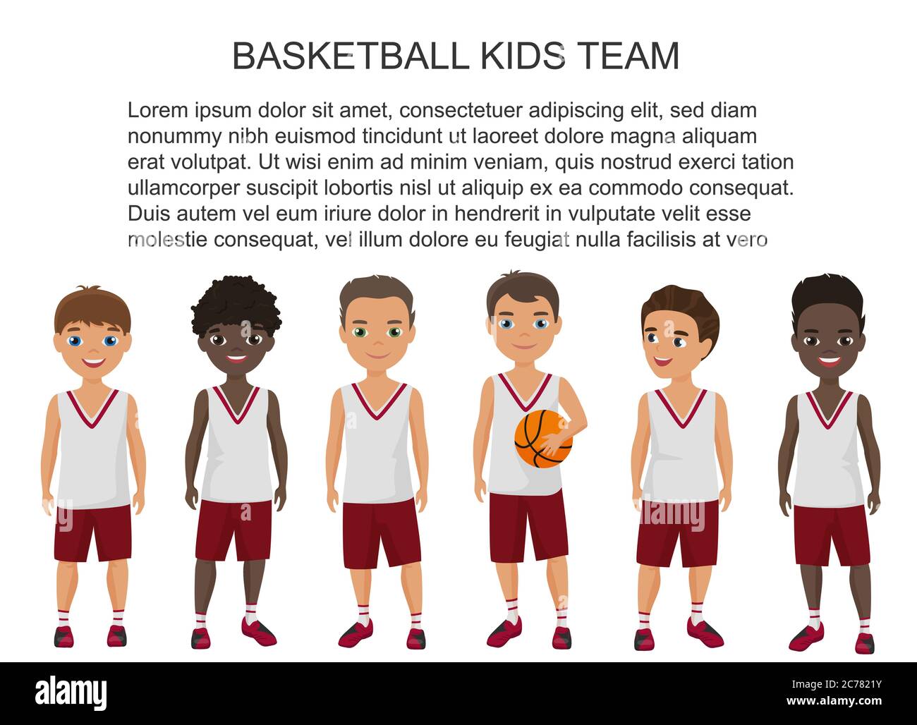 Vector School basketball kids team in uniform Stock Vector Image & Art ...