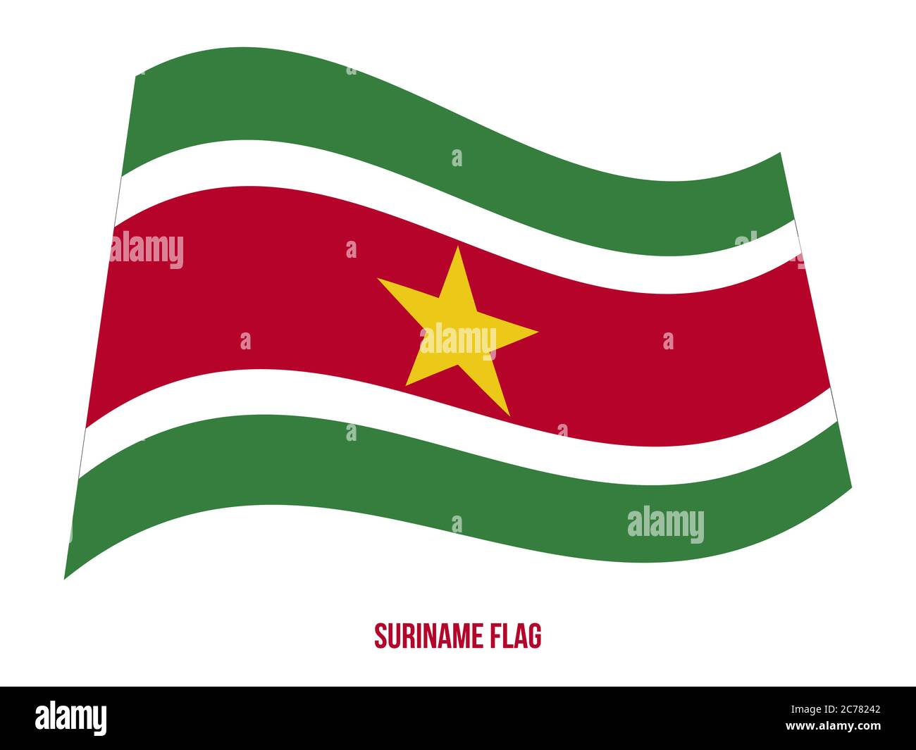 Suriname Flag Waving Vector Illustration on White Background. Suriname National Flag Stock ...