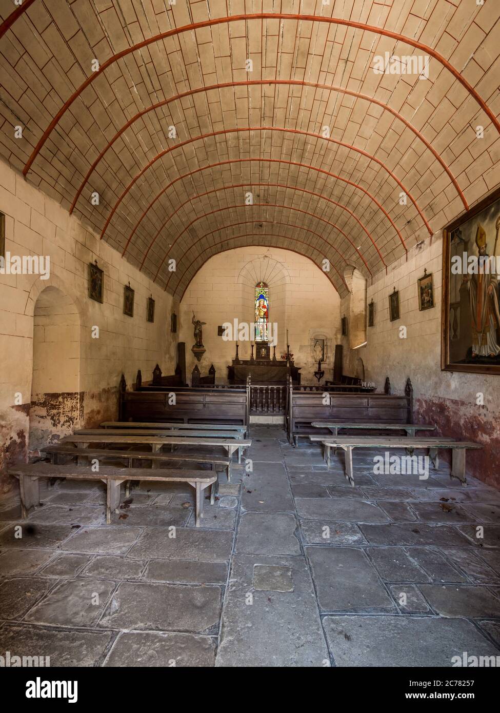 Church in the village of Chateau-Guillaume, Lignac (36), Indre, France ...
