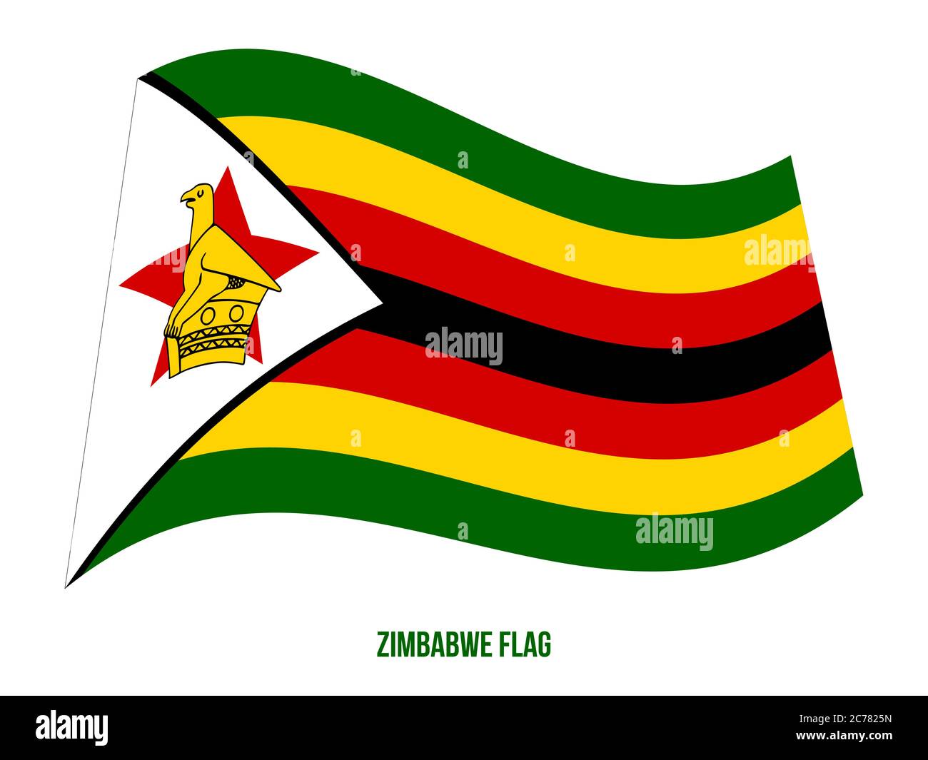 Zimbabwe Flag Waving Vector Illustration on White Background. Zimbabwe ...