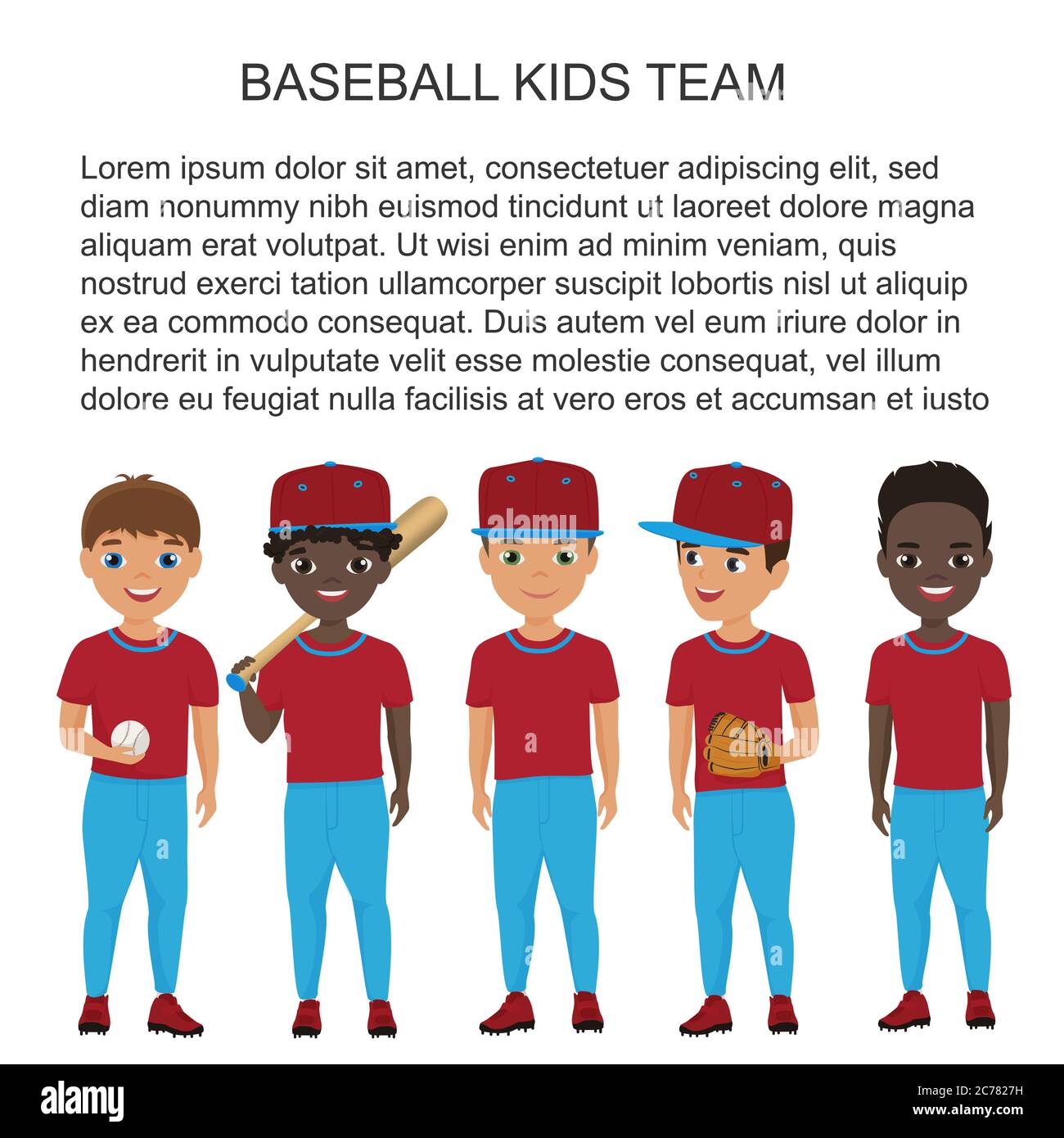 Vector School baseball kids team in uniform Stock Vector Image & Art ...