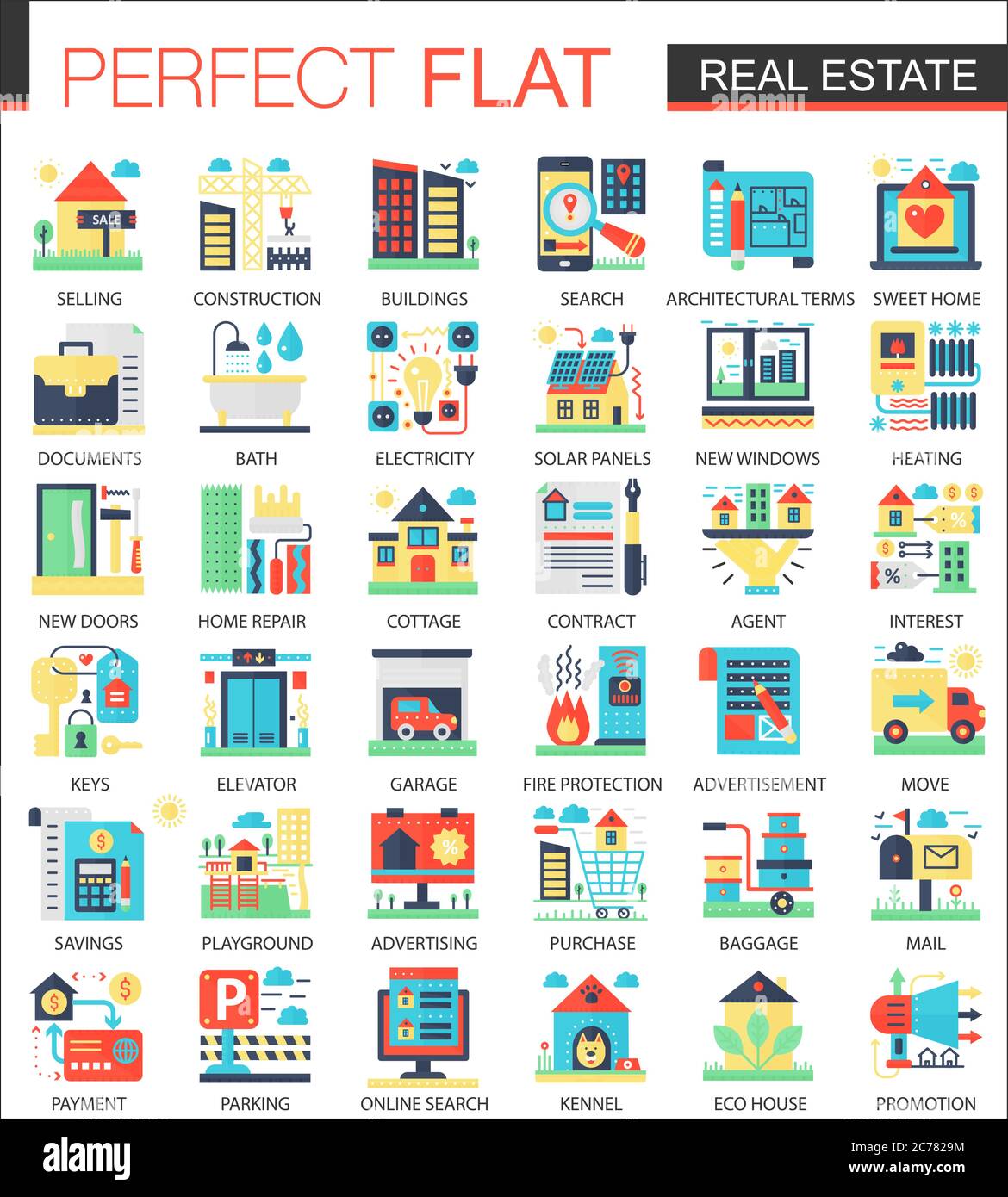 Real estate vector complex flat icon concept symbols for web ...