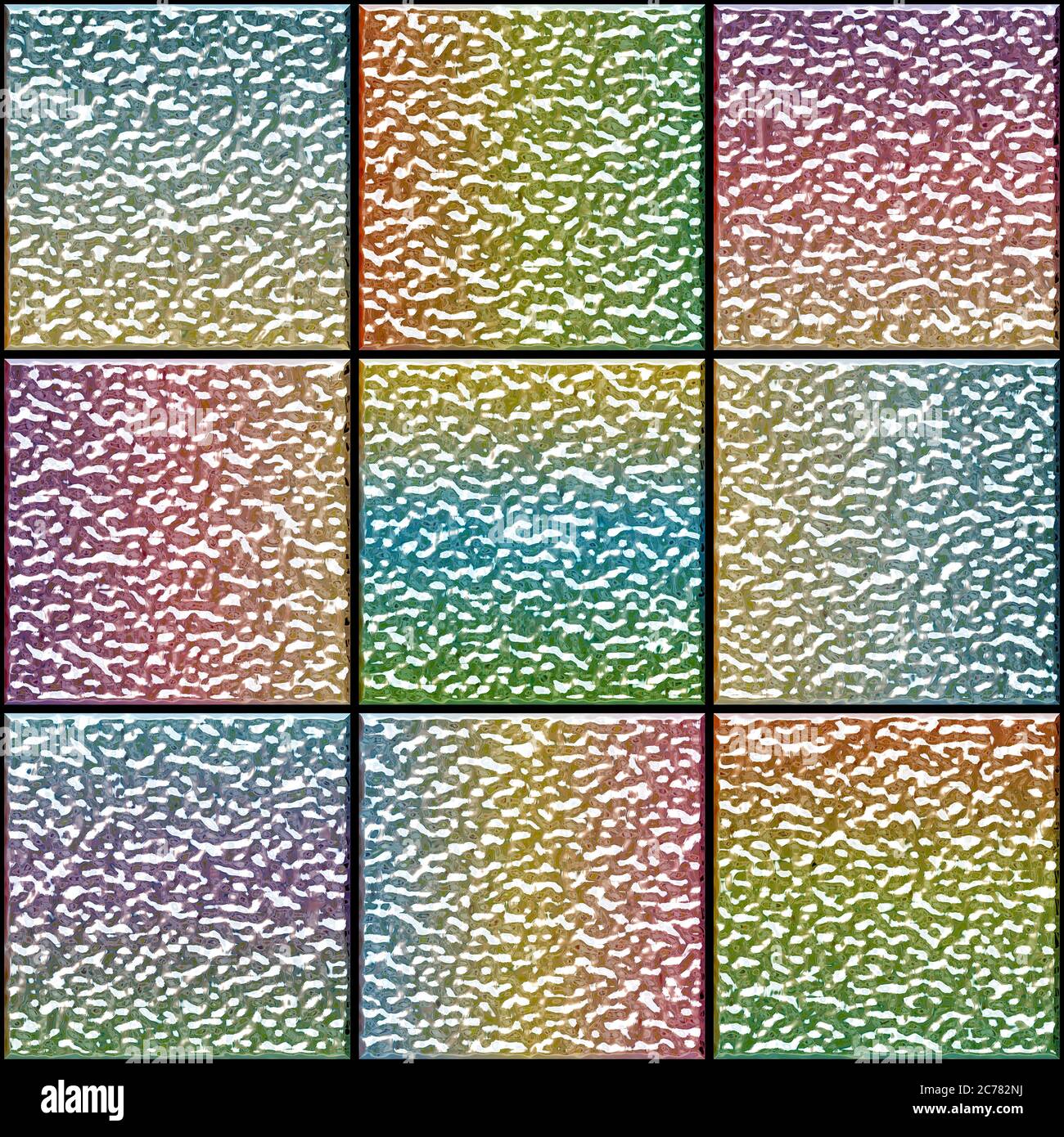 Pastel rainbow coloured hammered chrome effect tiles Stock Photo - Alamy