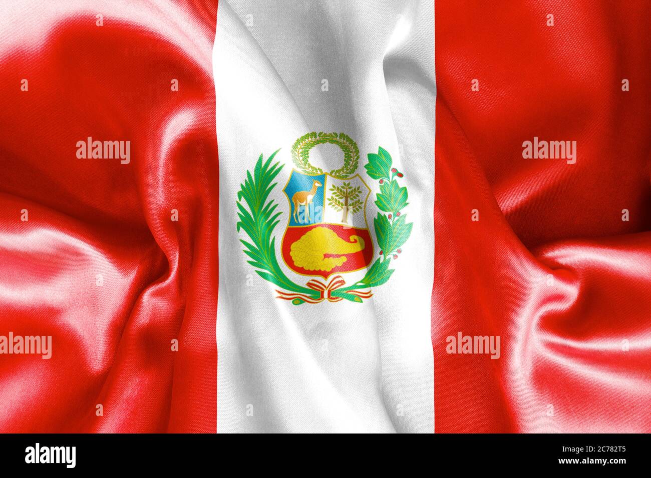 Peru flag texture creased and crumpled up with light and shadows Stock ...