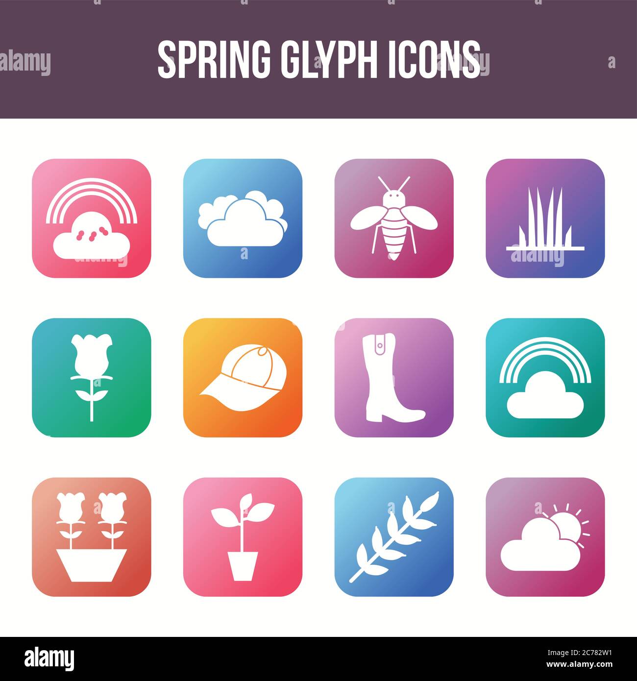Unique spring vector glyph icon set Stock Vector Image & Art - Alamy