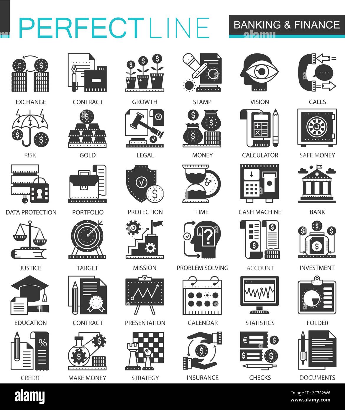 Vector Banking and finance classic black mini concept icons and ...
