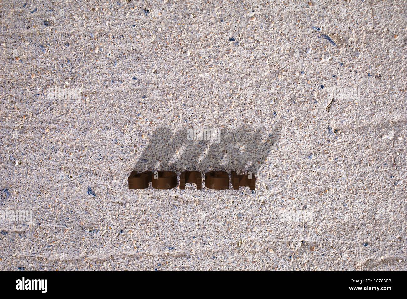 Words on a Concrete texture background. ROUGH words blocks and shadows ...