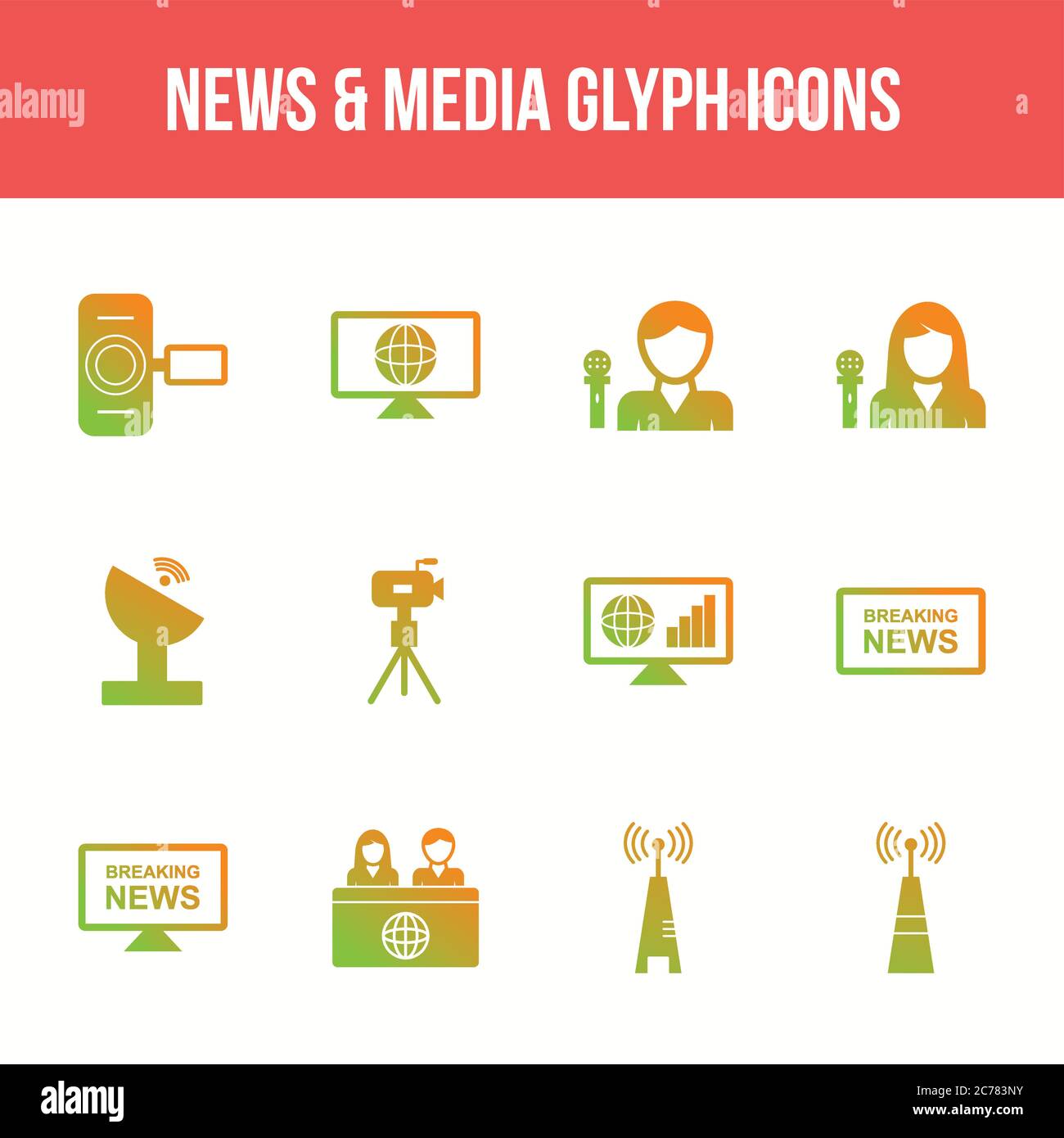 Unique news & media vector glyph icon set Stock Vector Image & Art - Alamy