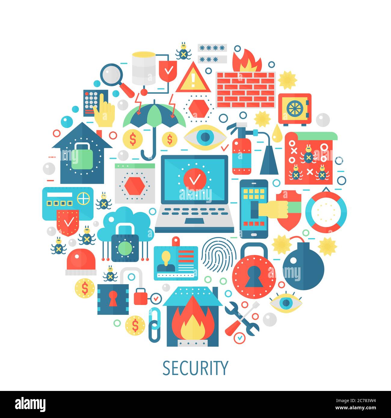 Security flat infographics icons in circle - color concept illustration ...