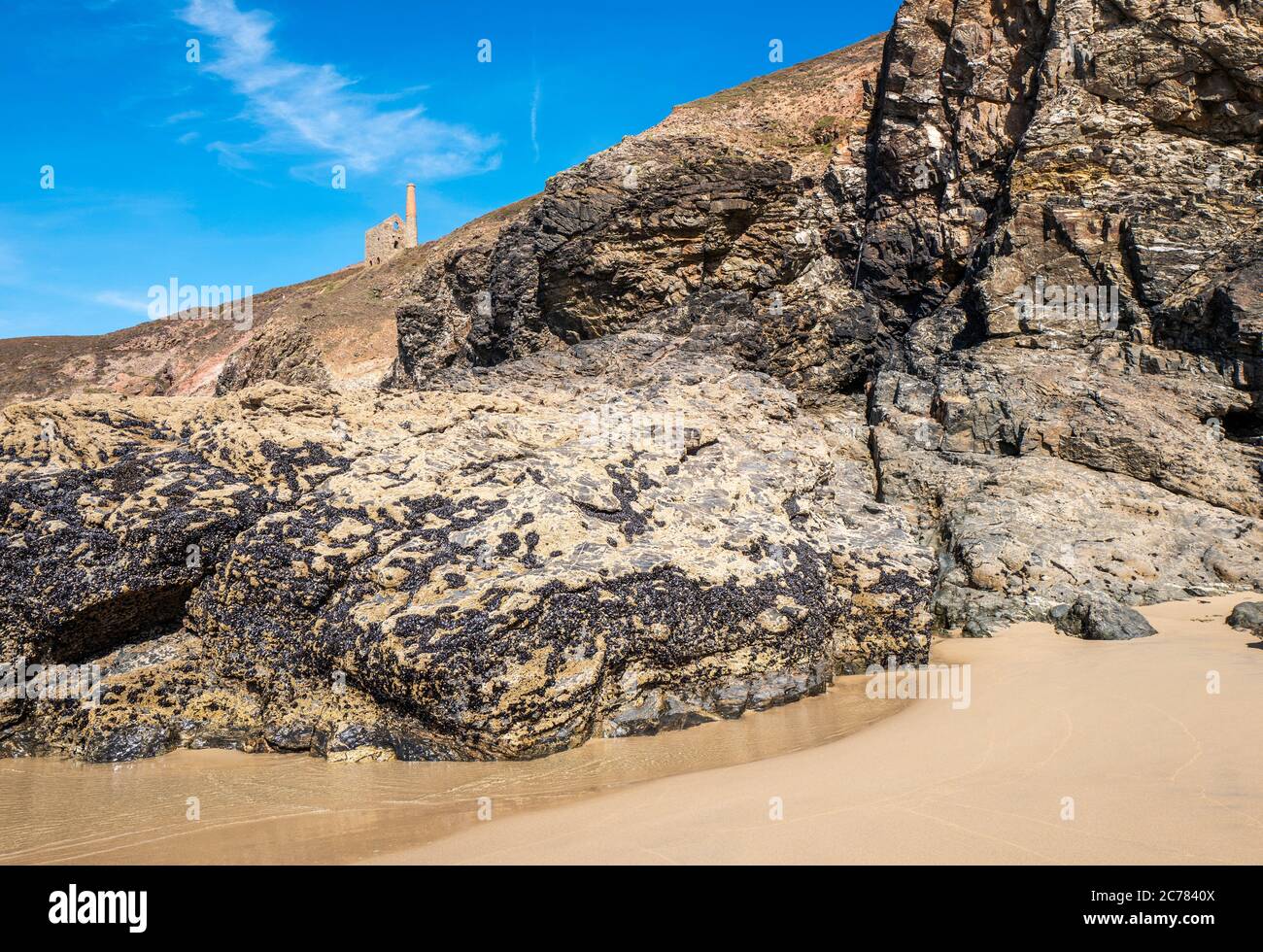The Townroath Shaft engine house of the former Wheal Coates mine, seen ...