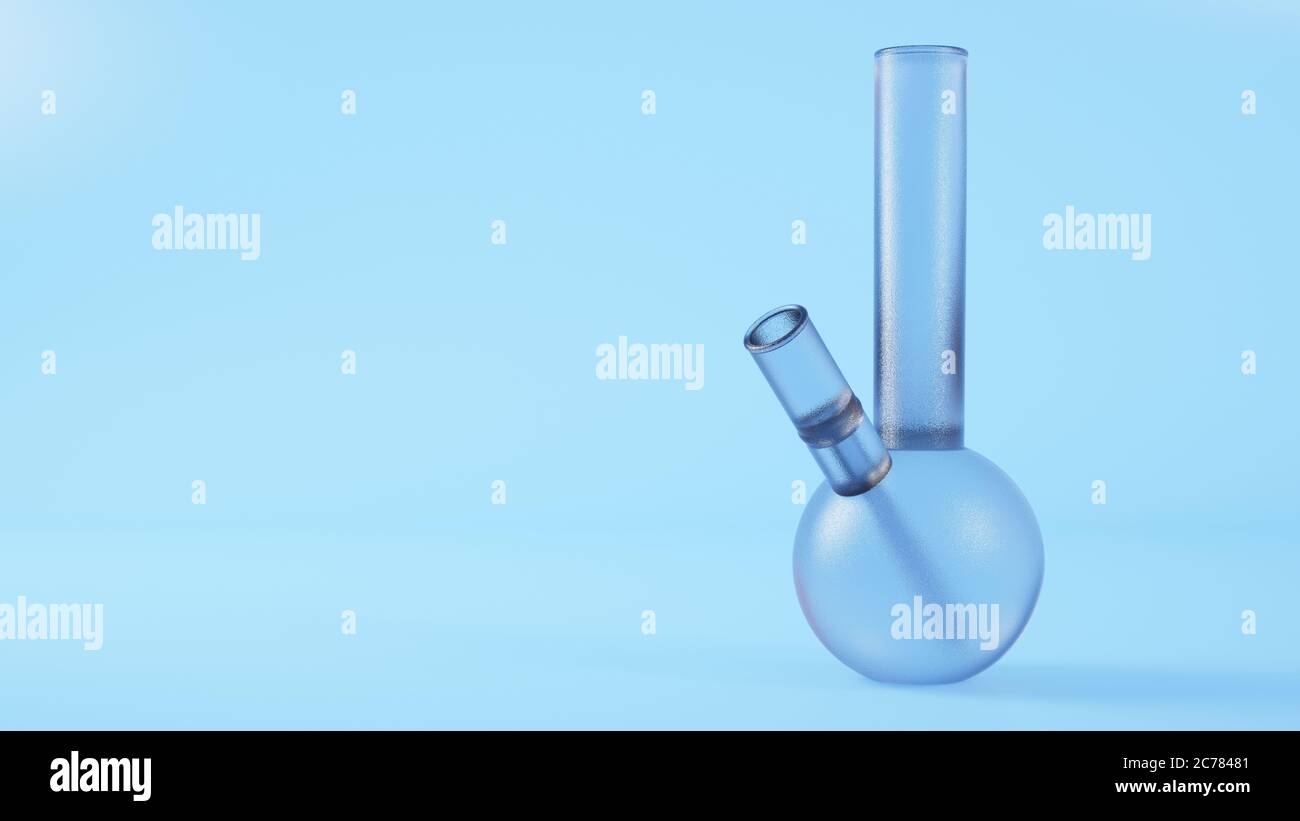 Glass bong on blue background 3d rendering Stock Photo - Alamy