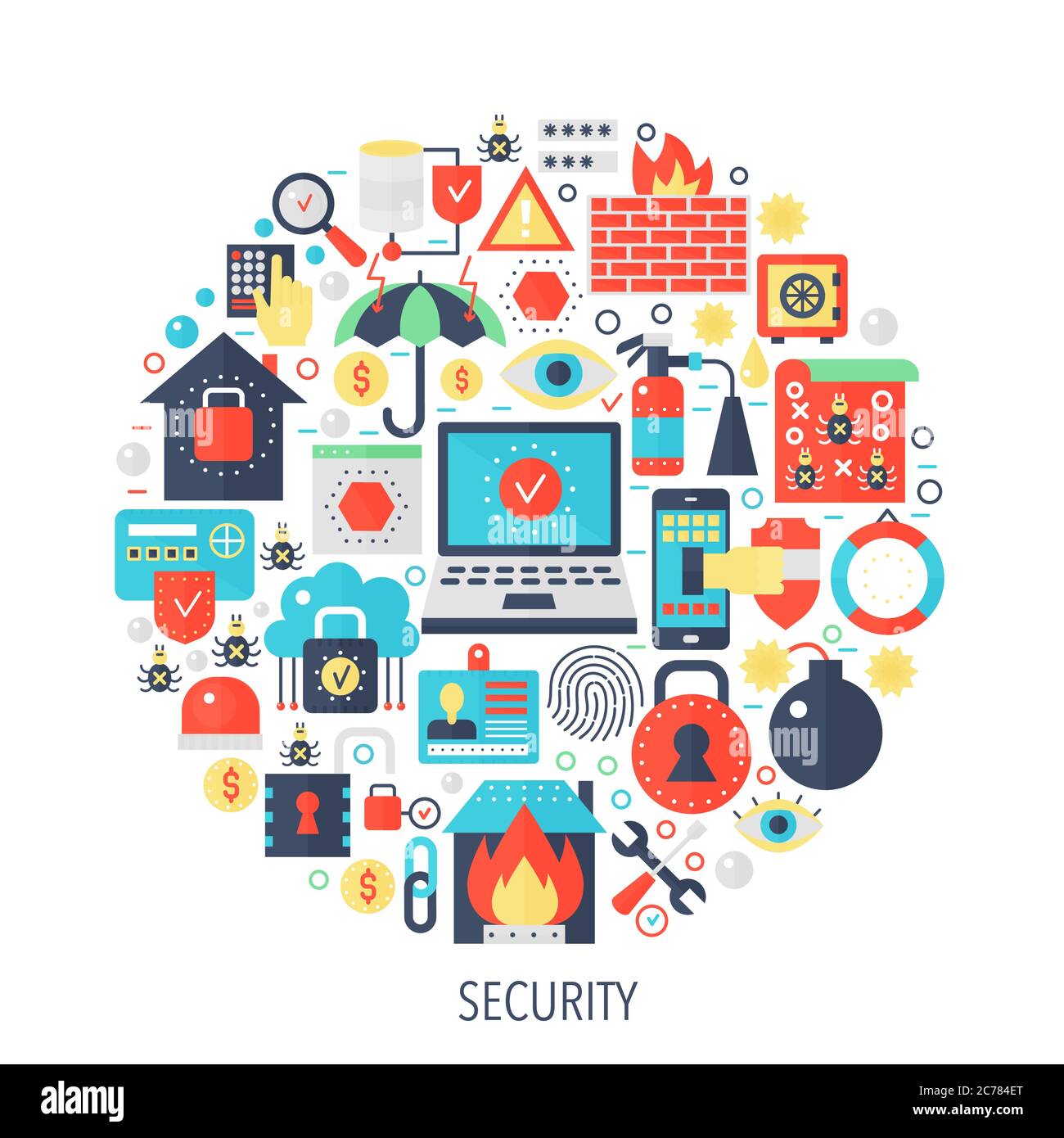 Security flat infographics icons in circle - color concept illustration ...