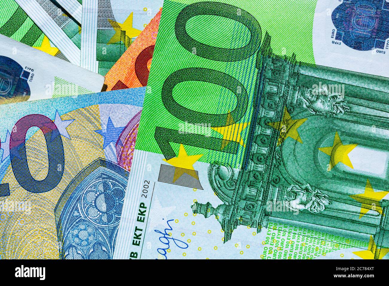 Close up of money euro banknotes, background of money euro isolated ...