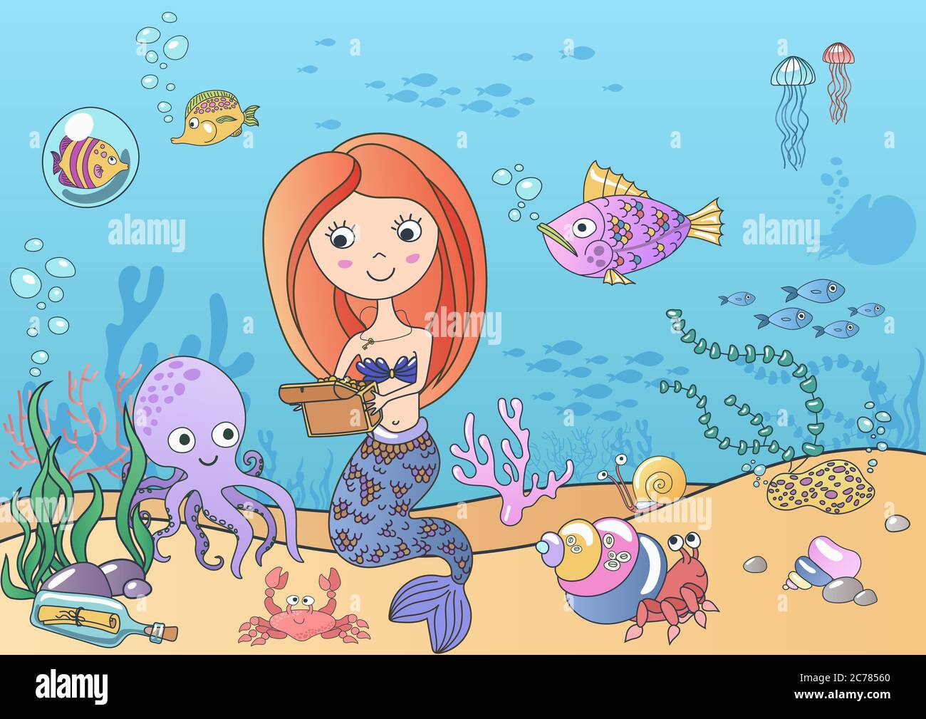 Child underwater illustration Stock Vector Images - Alamy