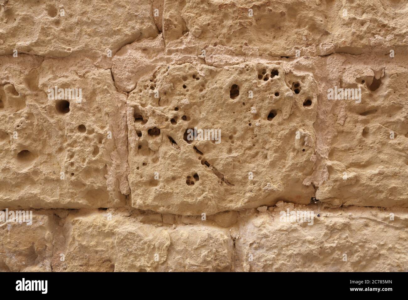 Attard. Malta. A limestone wall. Structure of the stones Stock Photo ...