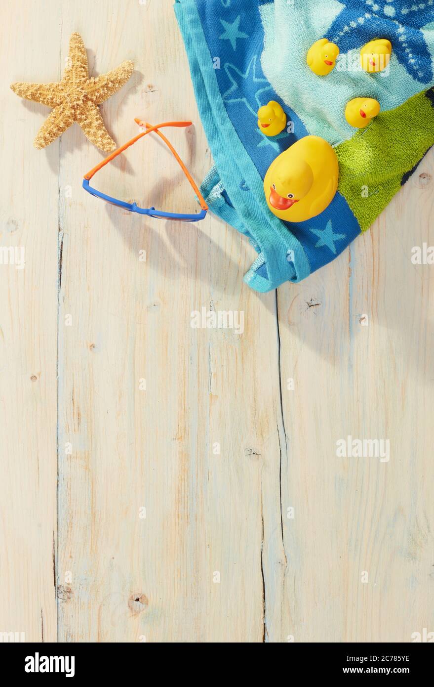Ducks on a beach towel Stock Photo - Alamy