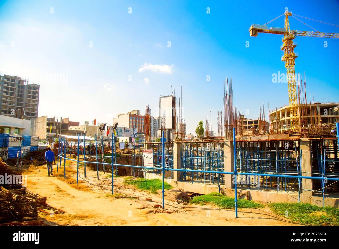 Indore, India - October 2018 : clear view of a new constructing ...