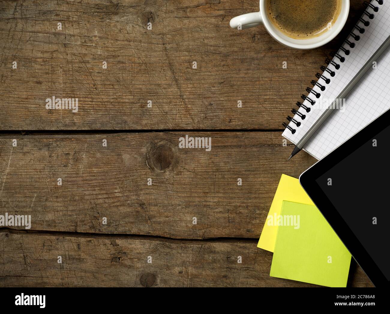 Desk with office supplies Stock Photo - Alamy