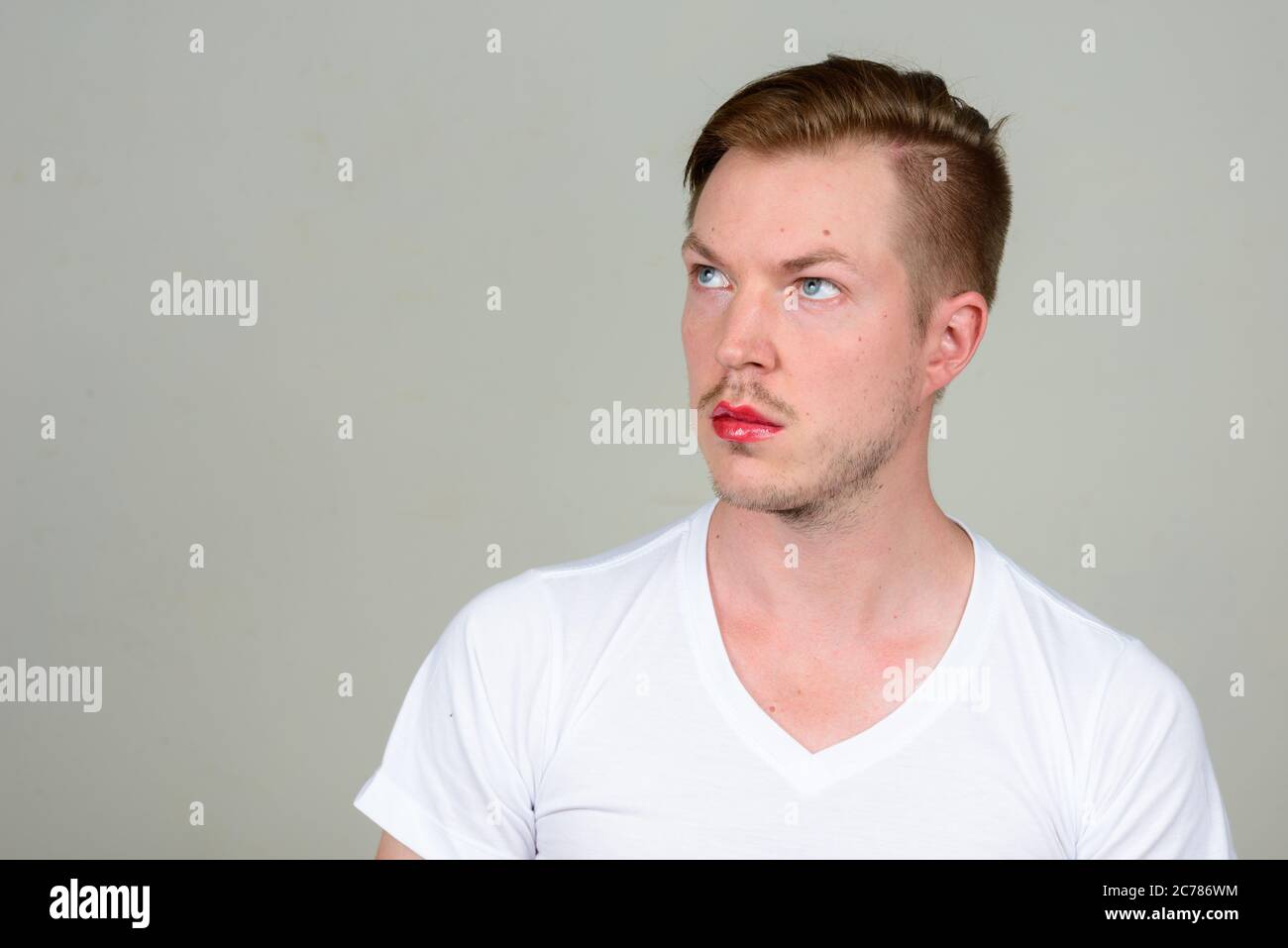 Man stubble lipstick hi-res stock photography and images - Alamy