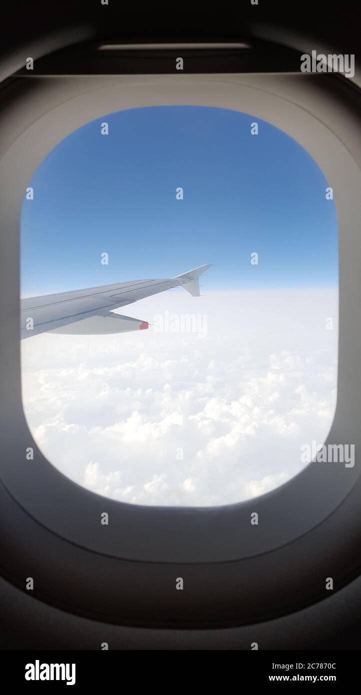 View from outside of airplane window Stock Photo - Alamy