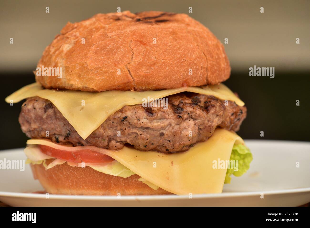 Closeup of burger made from vegetables and beef. Cooking homemade ...