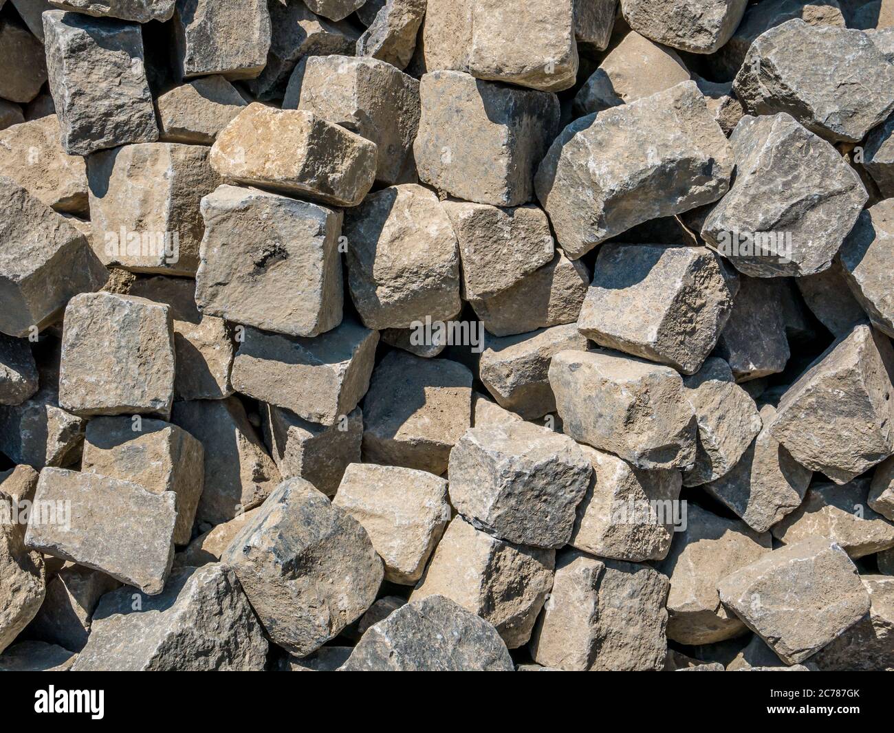 Pile of rocks for construction. Many stones gravel stacked Stock Photo ...