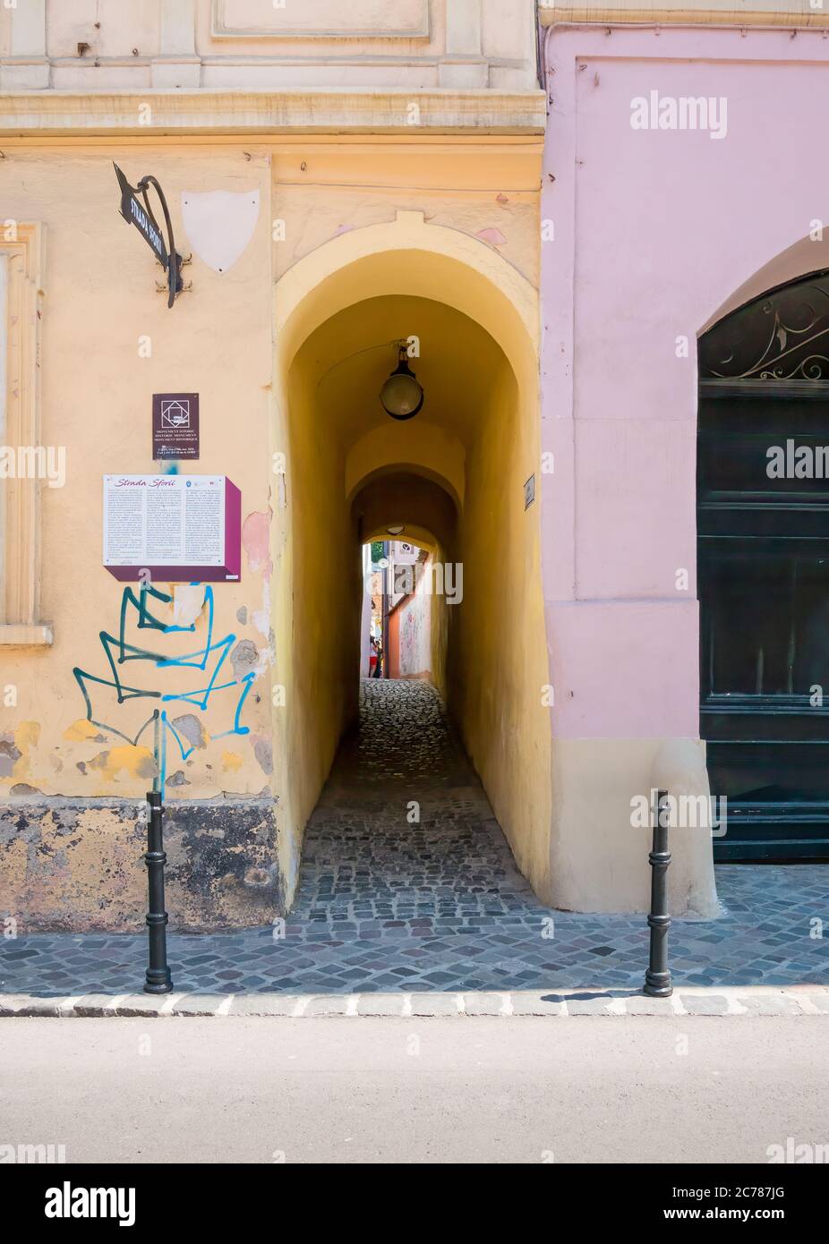 Brasov/Romania - 06.28.2020: Rope street (strada sforii) located in ...