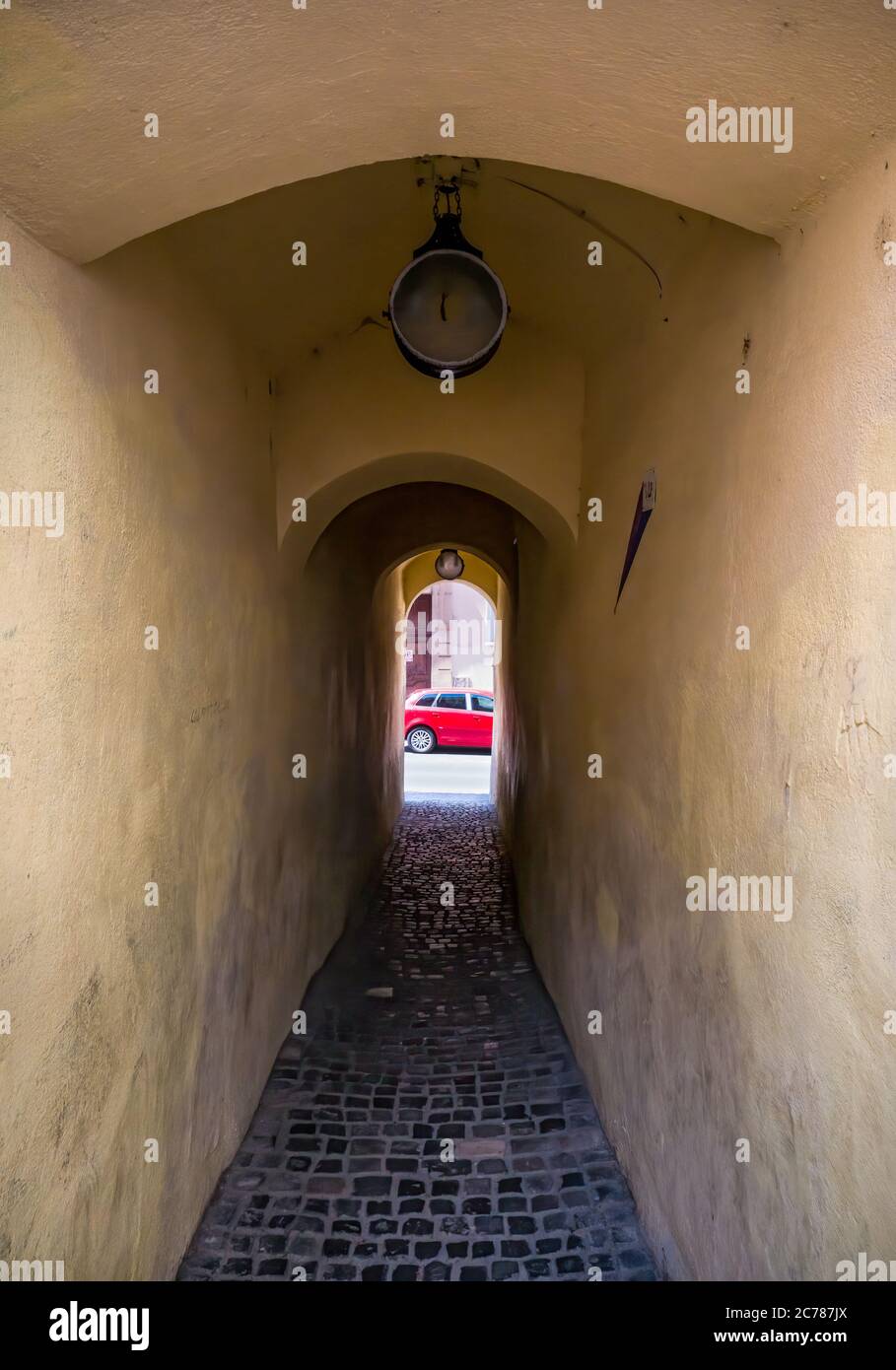 Brasov/Romania - 06.28.2020: Rope street (strada sforii) located in ...