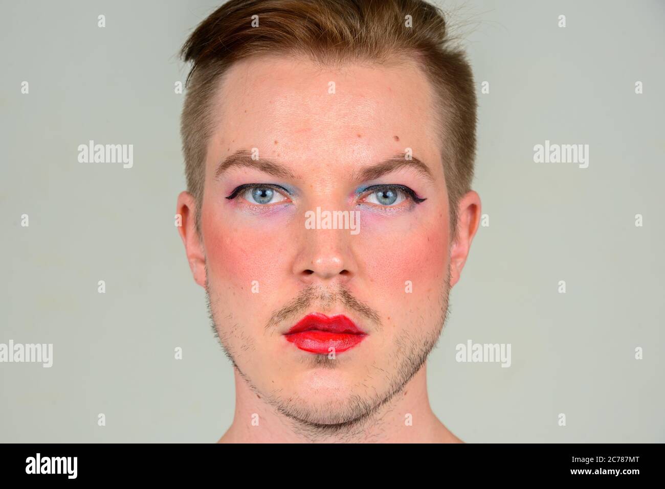 Man stubble lipstick hi-res stock photography and images - Alamy